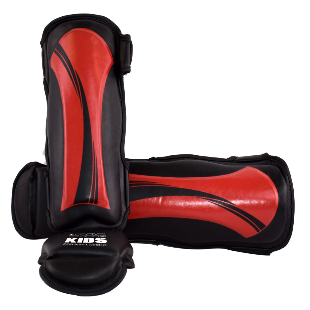 Kids Essential Shin Guard (Black/Red) - ASD Fight ProShop